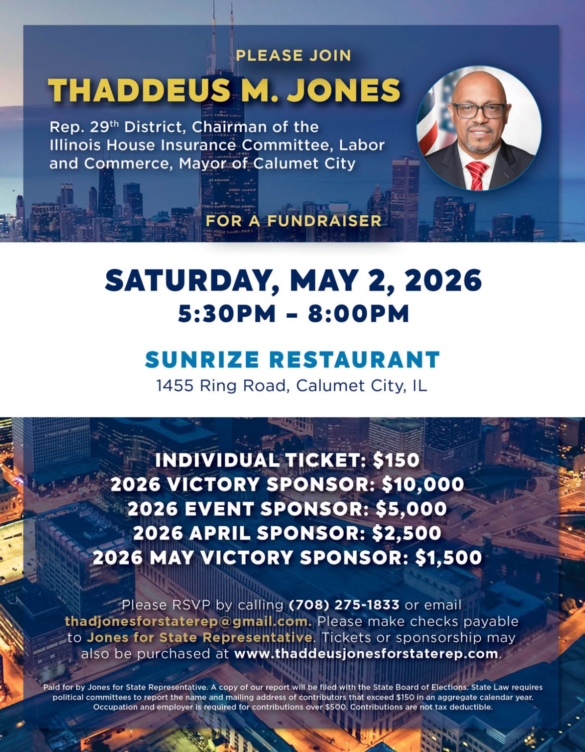Please Join Us On May 2nd - Thaddeus Jones for State Rep